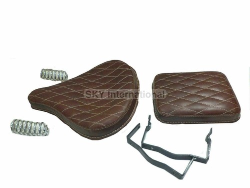 Front & Rear Seats For Royal Enfield Bullet Diamond Cut Design Brown ...