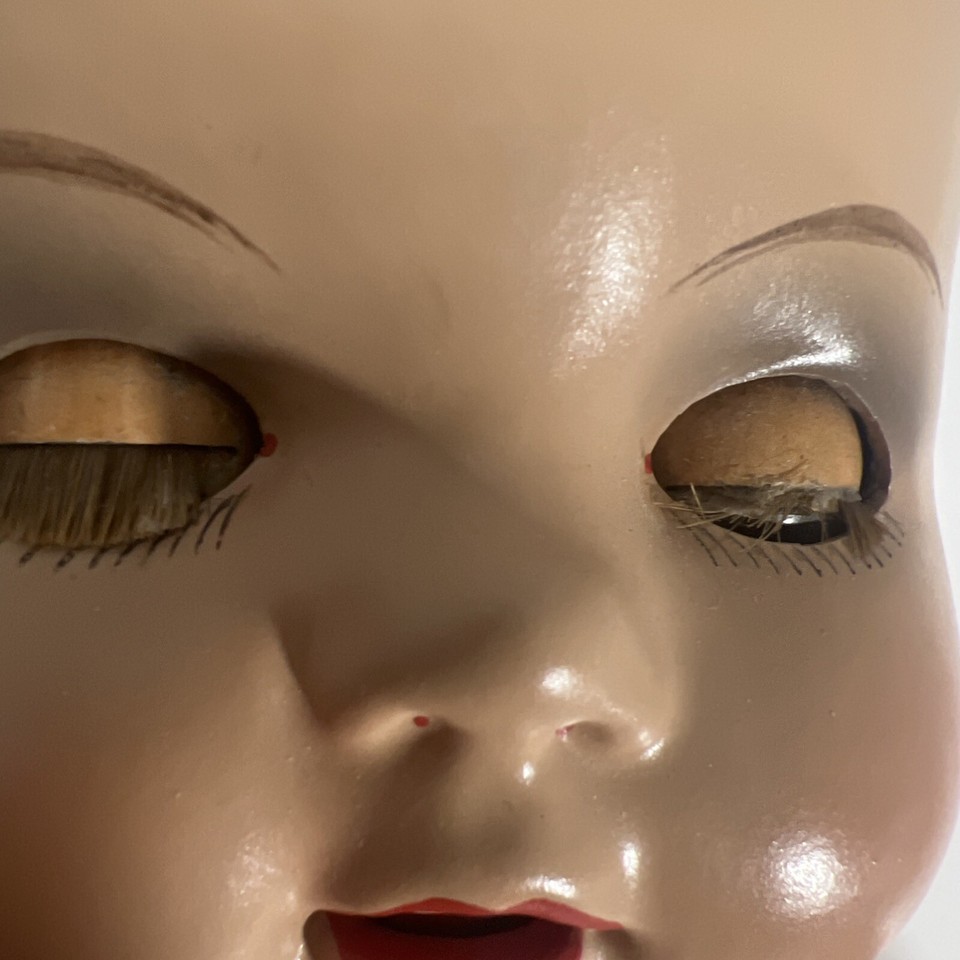 Beautiful Composite Baby Doll Has Teeth Sleepy Eyes 19” Blue Composite ...