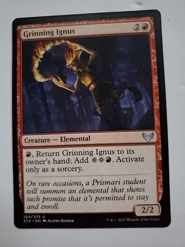 MTG Magic The Gathering Card Grinning Ignus Creature Elemental Red ...