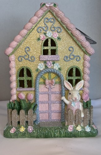 11” Tall Pastel Light up Easter Spring Gingerbread Style House ...