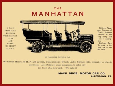 1905 Mack Bros. Motor Car Co. Manhattan Tour Bus, Truck NEW METAL SIGN ...