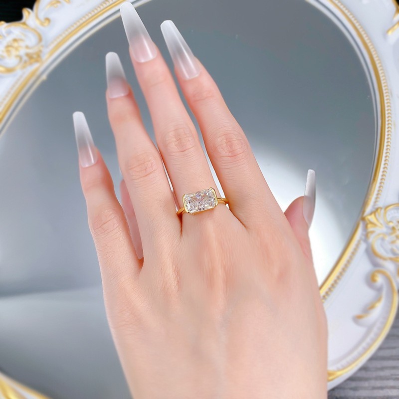 3ct Radiant Cut Lab Grown Diamond D Color FL Clarity Ring, 18K Gold ...