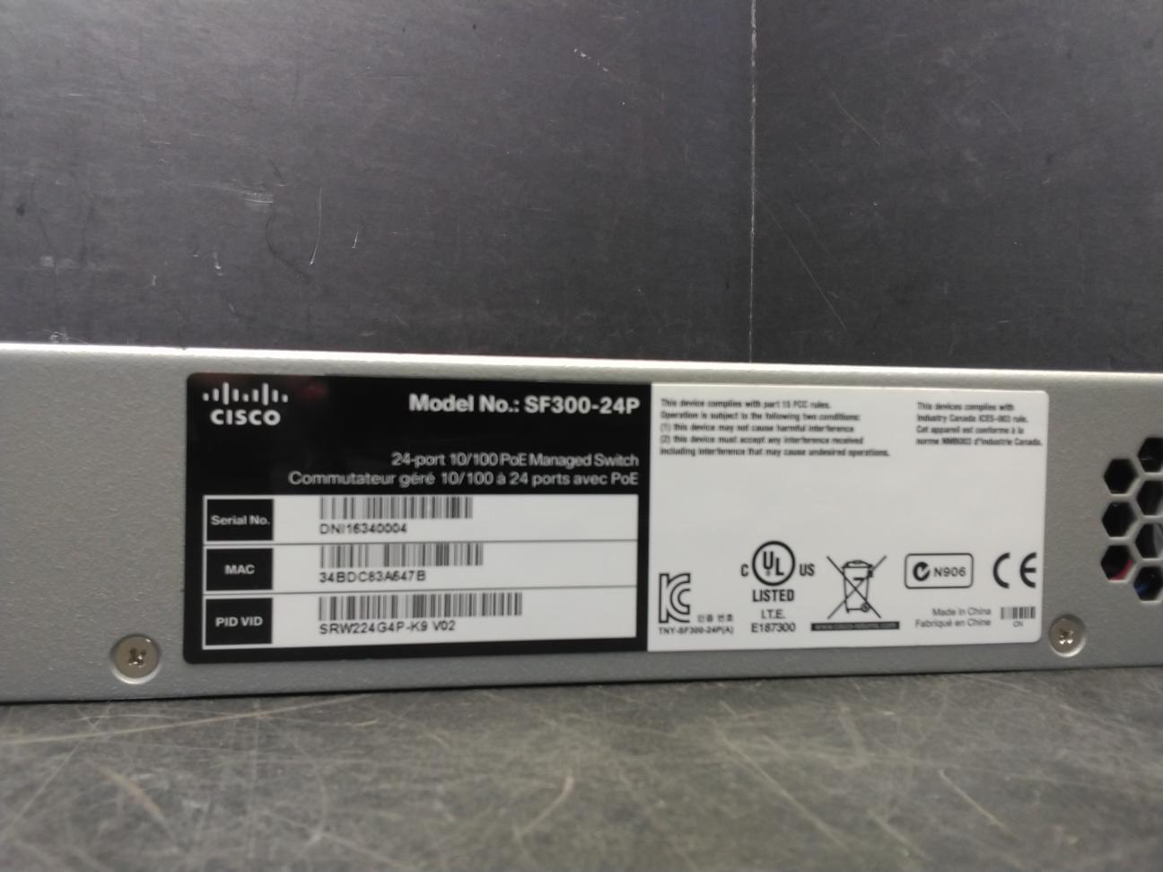 Cisco SF300-24P 24-Port 10/100PoE Managed Switch Model: SF300-24P (78 ...