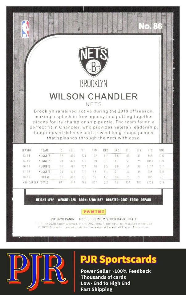 2019 Hoops Premium Stock #86 Wilson Chandler Brooklyn Nets | eBay