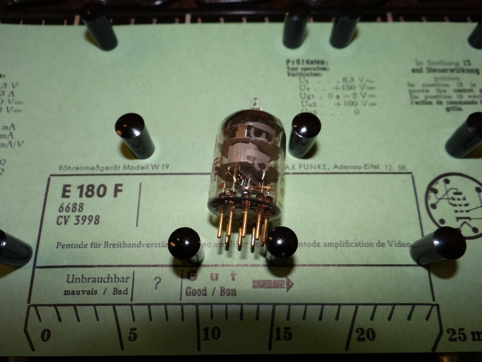 Röhre Valvo E180F Tube 22mA Valve Red Label auf Funke W19 geprüft ...