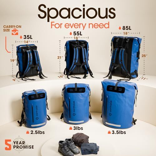 Waterproof Backpack - Heavy Duty Hiking Backpack - Roll-Top Closure ...