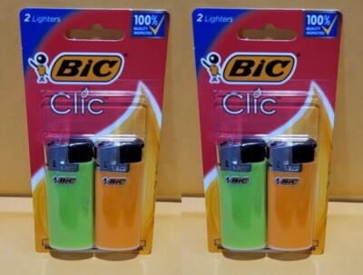 BIC CLIC Minitronic Pocket Lighter 2 packs, Total 4 Lighters Assorted ...