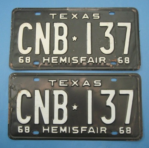 1968 Texas license plates matched pair | eBay