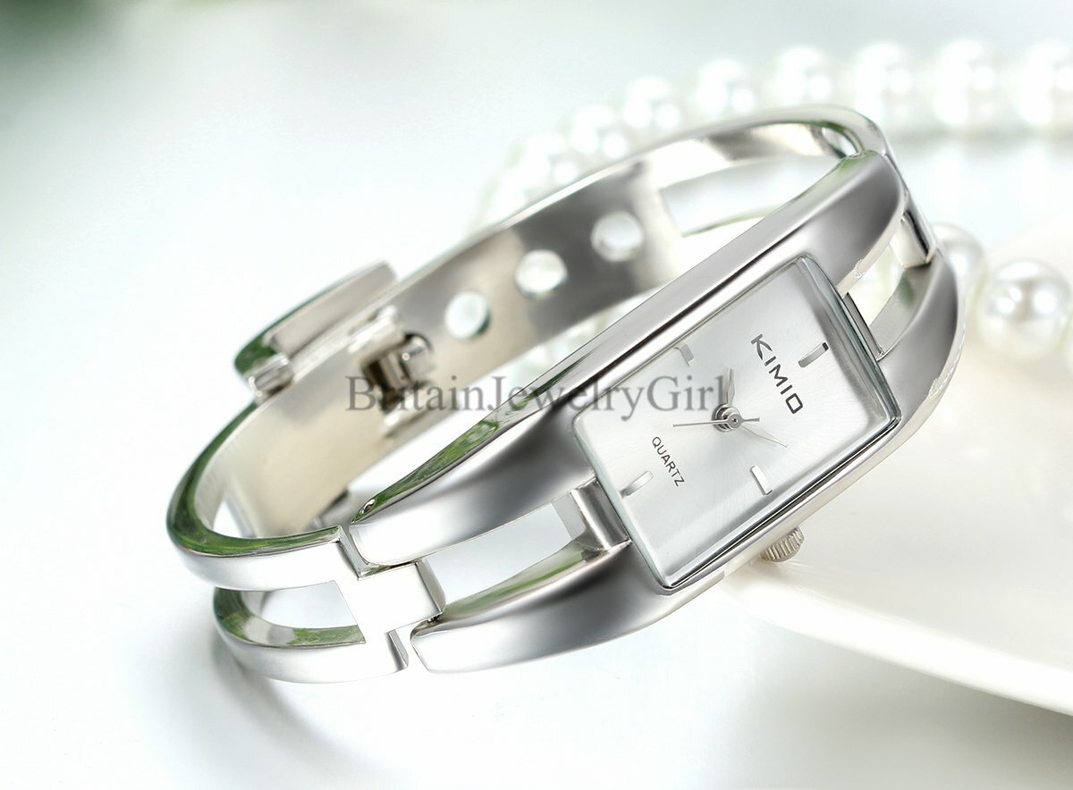Womens Ladies Fashion Square Dial Quartz Analog Bangle Bracelet Wrist ...
