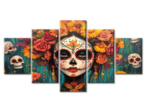 Skull Day of the Dead Wall Art for Living Room Sugar Skull Makeup ...