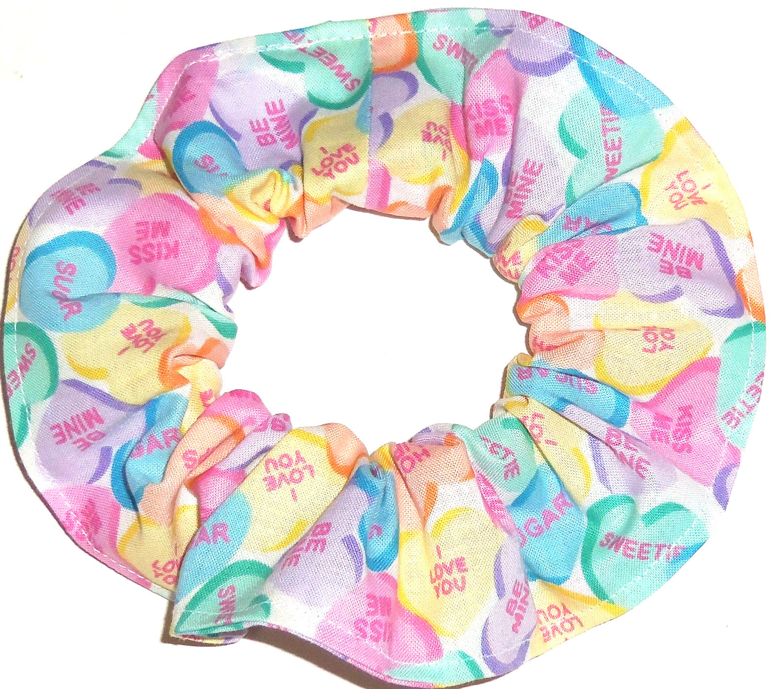 Hair Scrunchie Valentines Day Fabric Scrunchies by Sherry Hearts Kisses ...