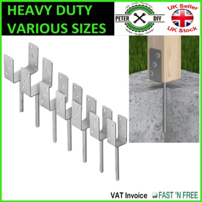 Heavy Duty Galvanised ("U" Shape Pin) Post Fence Foot Anchors Pack of ...