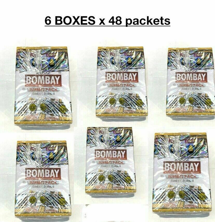 6 x Jumbo Boxes 2002 Bombay Sweet Supari (Betel) mix 288 sachets Mouth ...