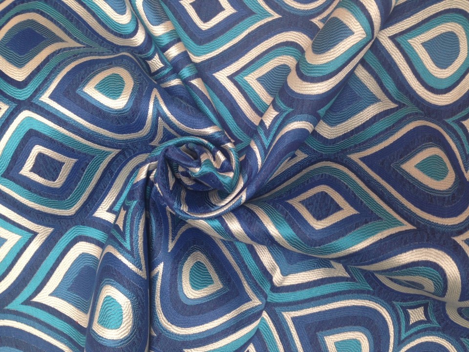 RICHLOOM DOYLE ADRIANT BLUE JACQUARD GEOMETRIC UPHOLSTERY FABRIC BY ...