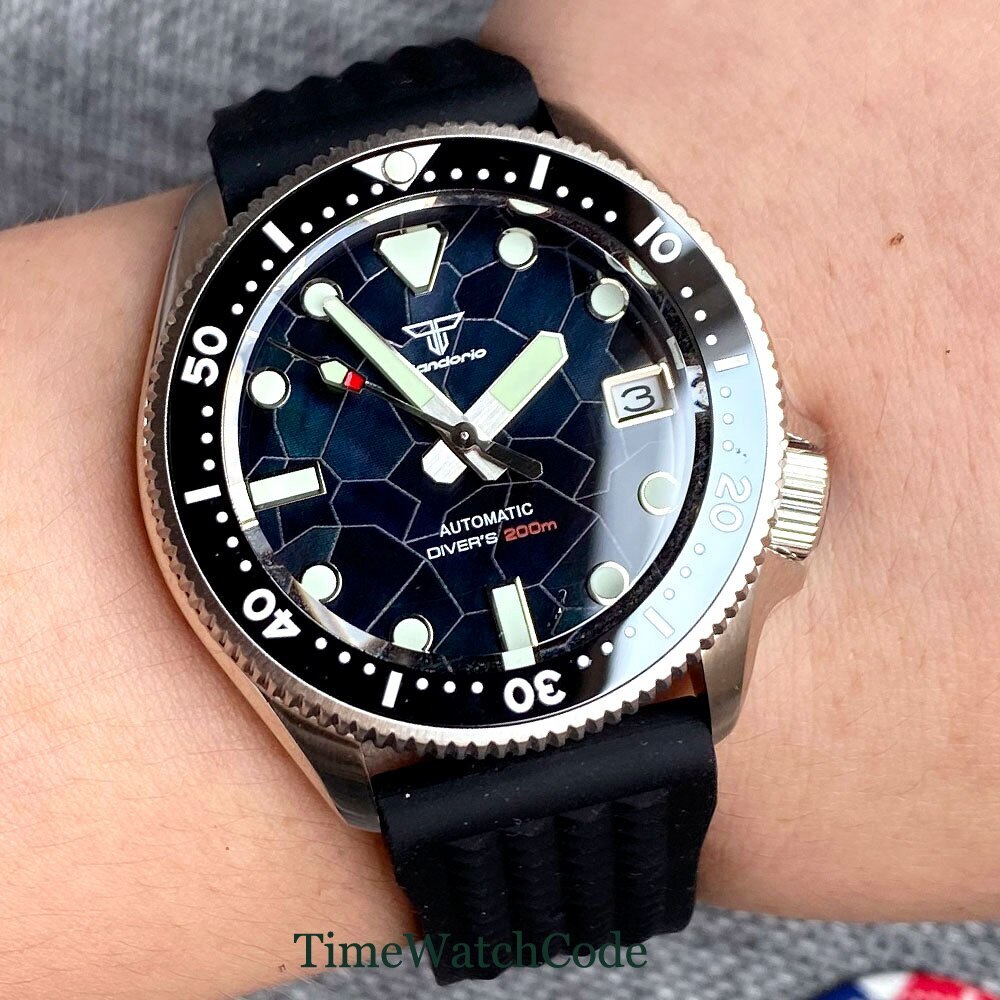 Tandorio Automatic Diver Watch for Men 20ATM 37mm NH35 MOP Sapphire ...
