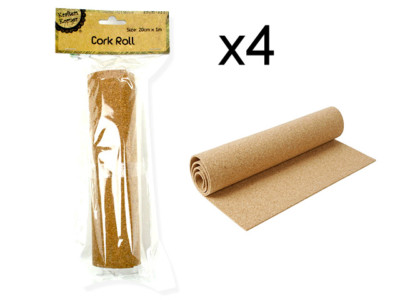 New Set of 4 Rolls Craft Cork Roll Sheet 1Mx 20cm Craft School Project ...