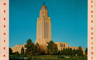 Postcard Nebraska State Capital c1960s old cars street view | eBay