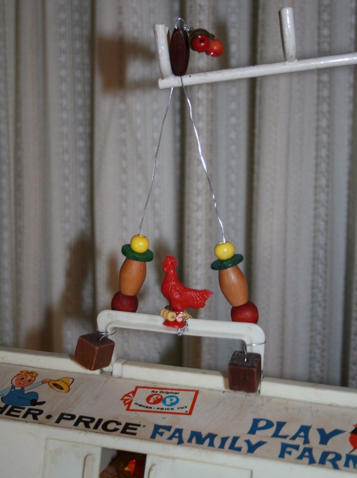 Nostalgic Vtg Farm Wind Chime Barn Toys Animals Fisher Price Farmer ...