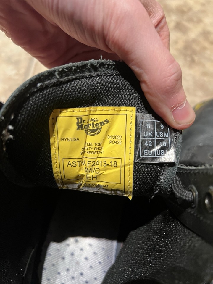 Dr. Martens Boots Womens 10 Mens 9 Black 1460 Steel Toe Work ASTM F2413-18 | eBay