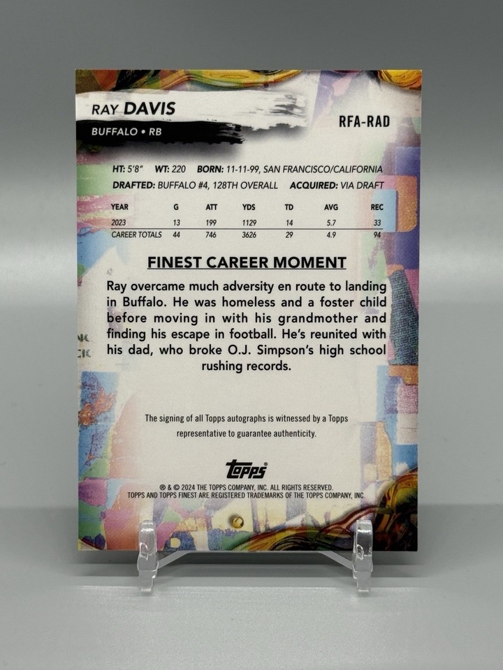 2024 Topps Finest RAY DAVIS RC /50 Gold Refractor Auto Bills | eBay