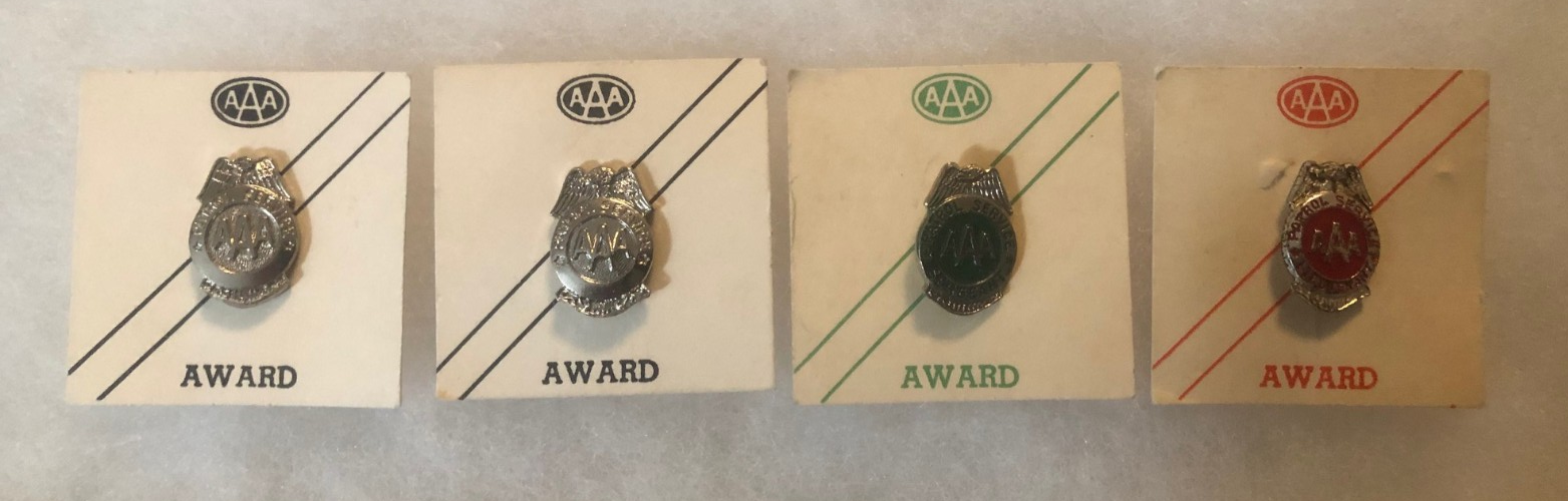 Lot of 4 AAA safety patrol pins / NOS patrolman sergeant lieutenant | eBay
