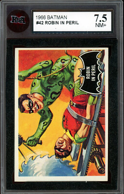 1966 TOPPS USA BATMAN BLACK BAT #42 Robin in Peril The Riddler KSA 7.5 ...
