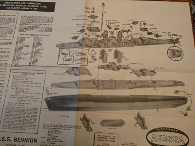 Aurora Instruction leaflet ONLY U.S.S BENNION, Destroyer "662" c1950's ...