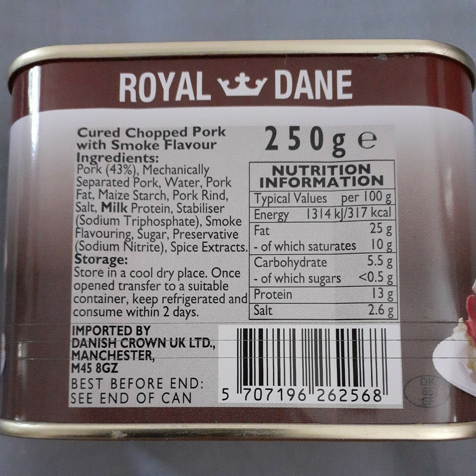 4 TINS ROYAL DANE BACON GRILL 4x250g = 1 KILO. BEST BEFORE APRIL 2026 ...