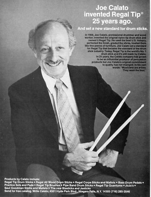 1983 Print Ad of Calato Regal Tip, Jojo's, Saul Goodman Drumsticks w ...
