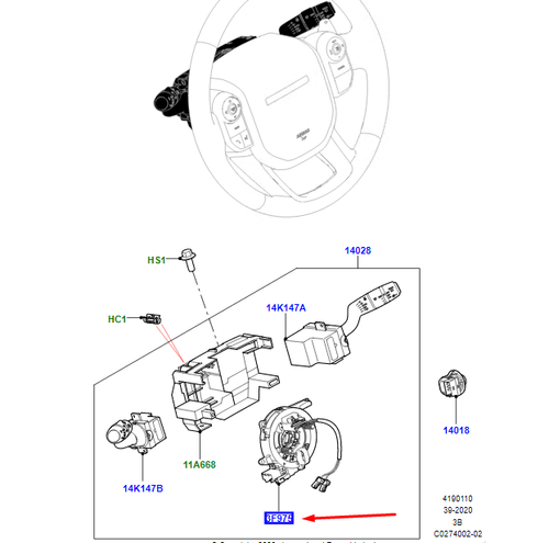 LR RANGE ROVER VELAR L560 Steering Rotation Sensor LR101292 NEW GENUINE ...