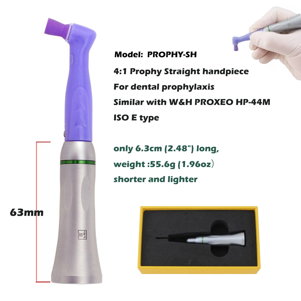 Dental Prophy Hygiene Handpiece Straight Nose Cone 4:1 Low Speed E Type ...
