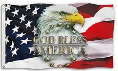 God Bless America Us Flag 3x5 Ft Outdoor Polyester Garden Flag Eagle ...