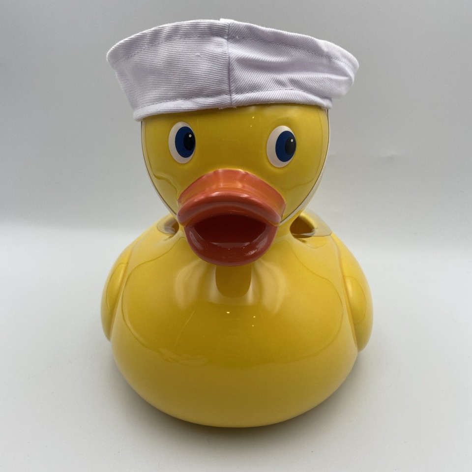 Teleflora Large Yellow Duck Ceramic Planter Vase Just Ducky W White Hat ...