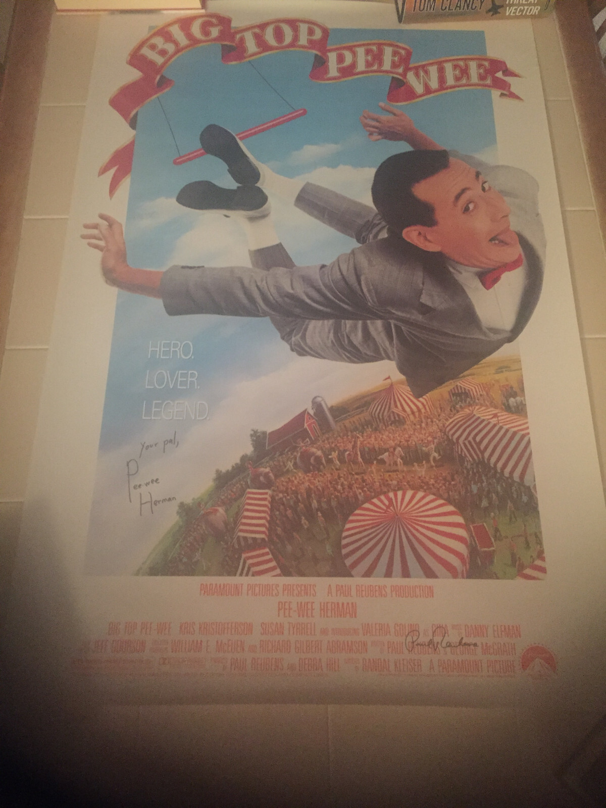 Big Top Pee Wee Original One Sheet Movie Poster SIGNED BY PAUL RUEBENS ...