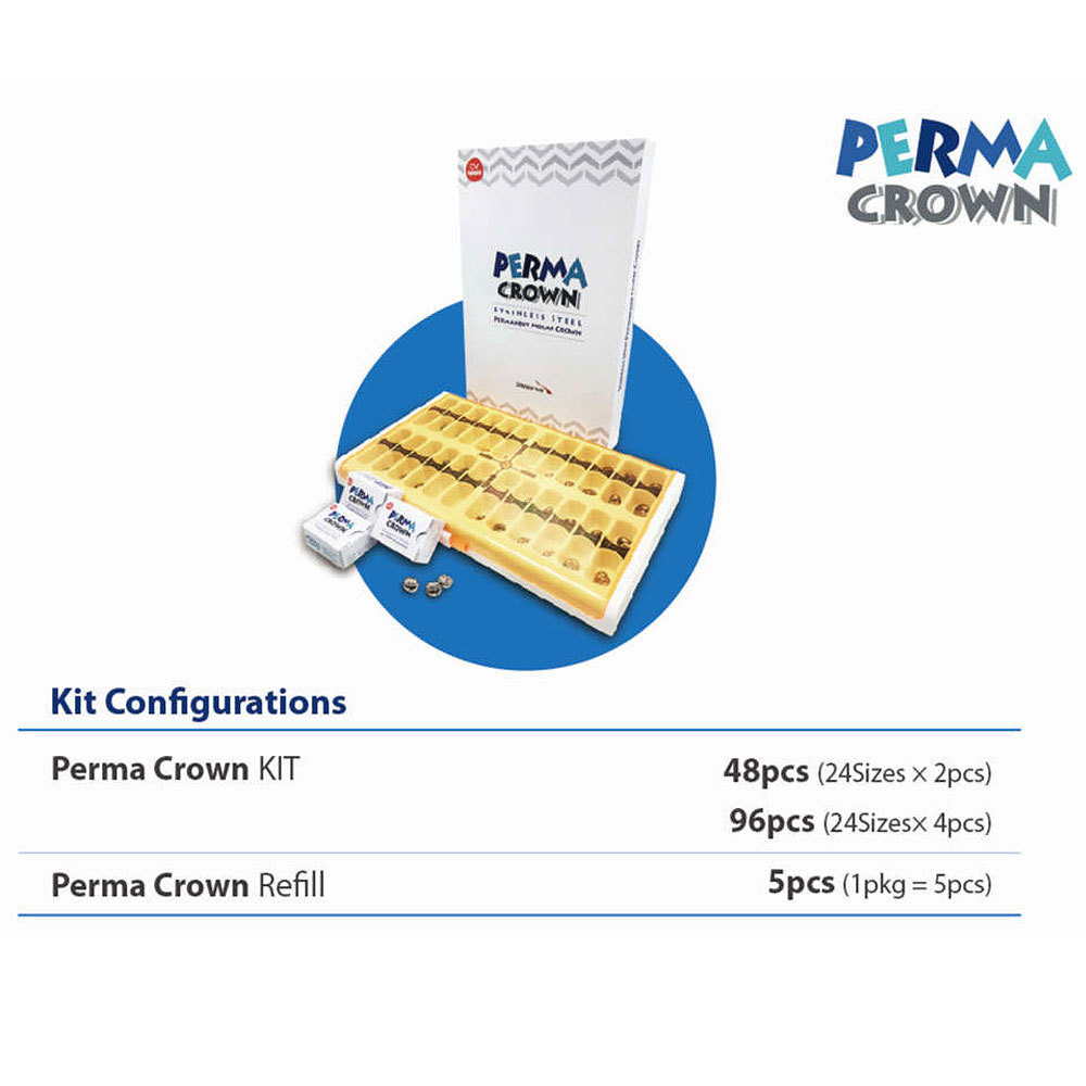(5 refill) Stainless Steel Permanent Molar Crown Perma Crown compatible ...