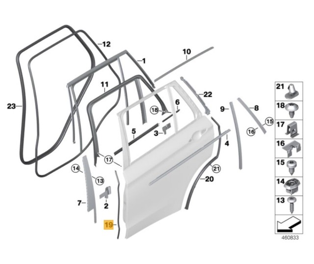BMW X5 F15 Rear Right Door Seal 51767318510 Genuine for sale online | eBay
