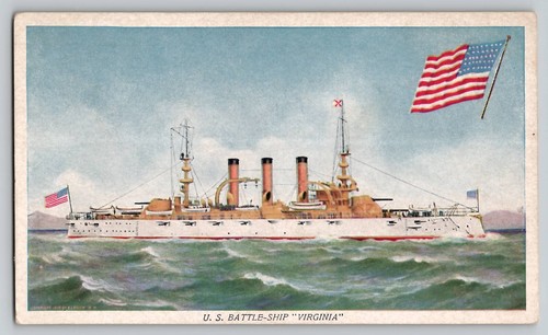 USS Navy Battleship Virginia Vtg Postcard Prudential Insurance Ad 1910s ...
