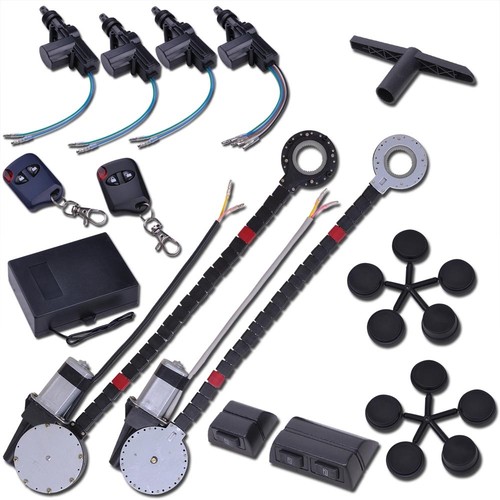 Electric 2 Power Motor Window Roll Up + 4 Door Lock Conversion Kit For ...