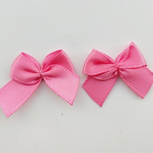 60pcs Mini Satin Ribbon Bows Flowers 1"x3/4" Appliques DIY Craft Fushia ...