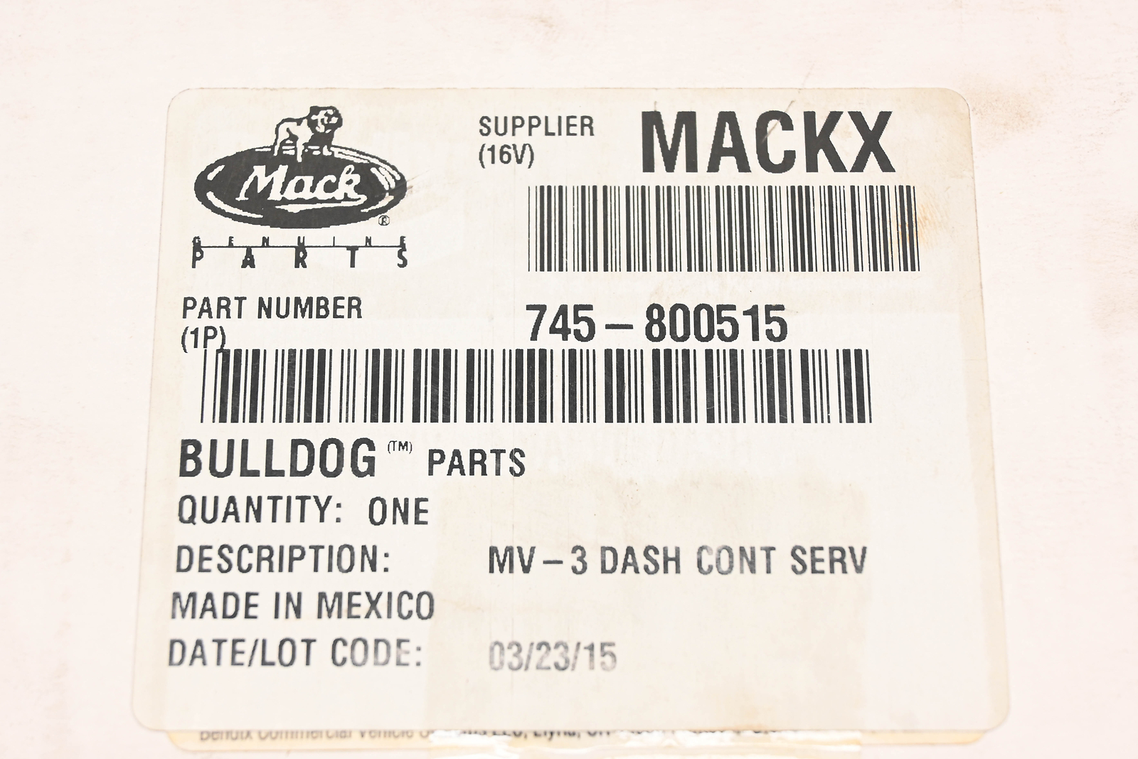 Mack 745-800515, 25155511 Bendix MV-3 Air Brake Dash Control Valve NOS ...
