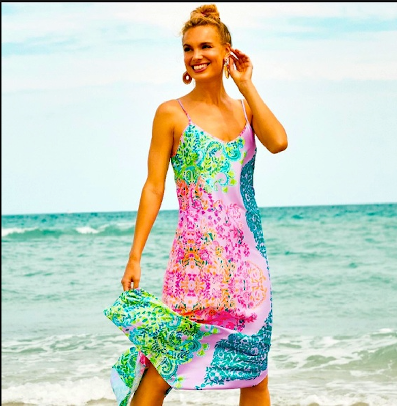 Lilly Pulitzer S Bellalyn Satin Midi Slip Dress, Multi Sunshine Vibes ...