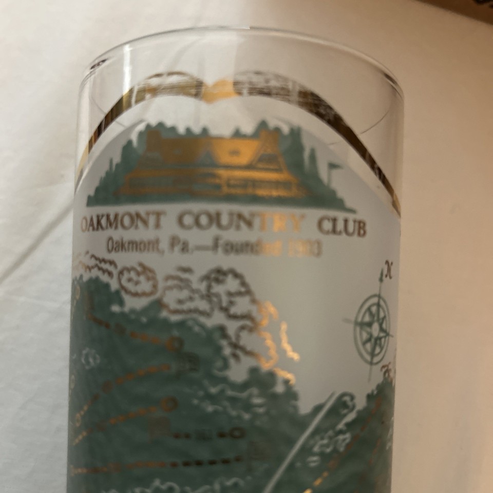 Oakmont Country Club Highball Glass Golf Course Map Frosted Green Gold ...