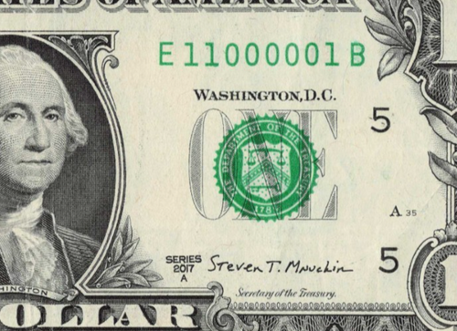 true binary 0s 1s fancy serial number $1 one dollar E11000001B 2017A small rip | eBay