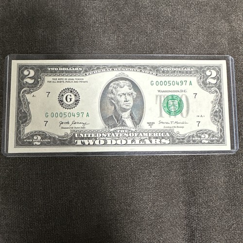 US Currency Paper Money $2 Bill Low Serial Number 2017A Series G ...