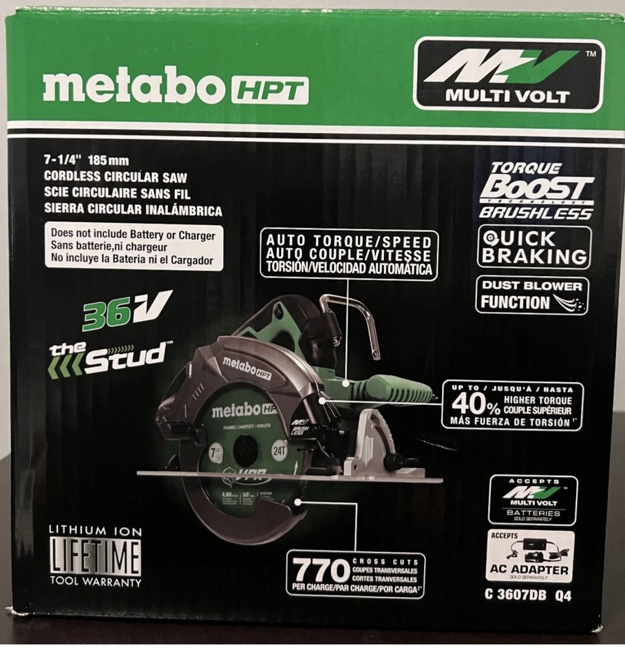 Metabo HPT 36V MultiVolt 7-1/4" Circular Saw High Power Torque Boost ...
