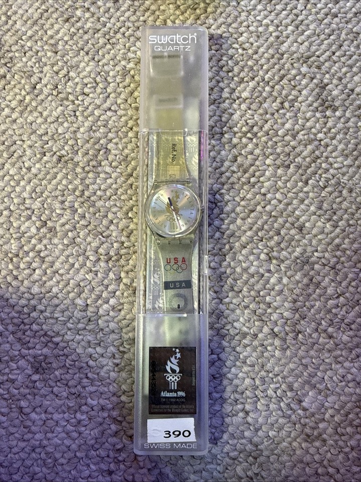 BRAND NEW Swatch Watch 1996 Olympics Atlanta Olympic Team Quartz Swiss ...