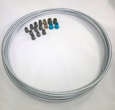 25 ft. Zinc Plated 3/16" Brake Line w/ metric ISO/Bubble Flare fittings ...