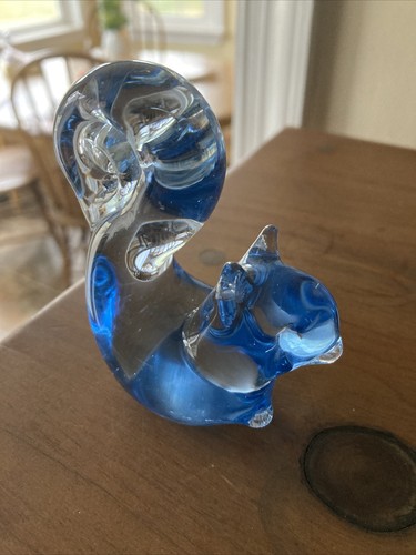 Vintage Light Blue Glass Squirrel Woodland Country Paperweight Figurine ...