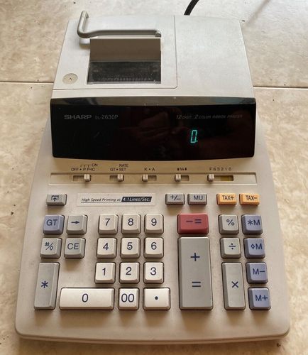 Sharp EL-2630P 12 Digit Electronic Printing Calculator Adding Machine ...
