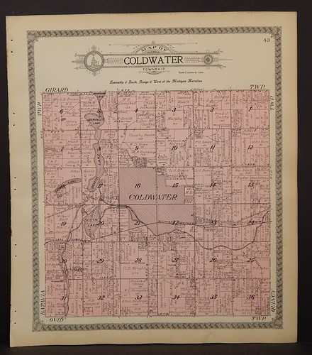 Michigan Branch County Map Coldwater Township 1915 L24#16 | eBay